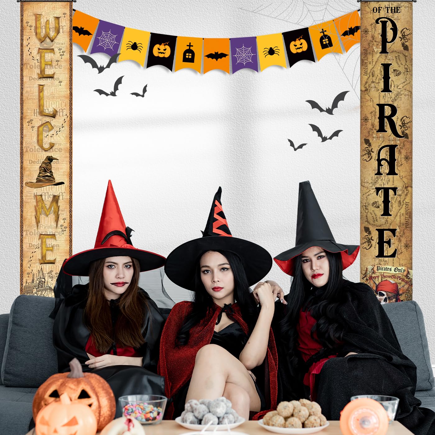 Magical Witch Halloween Decorations Outdoor Wizard Porch Sign Banner Halloween Birthday Party Decorations and Supplies for Home