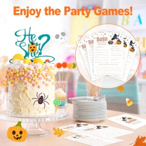 Beshoul Baby Shower Games, Halloween Baby Predictions and Advice Cards, 25 Double-Sided Game Cards for Gender Reveal Party Decorations Supplies Announcement - B02