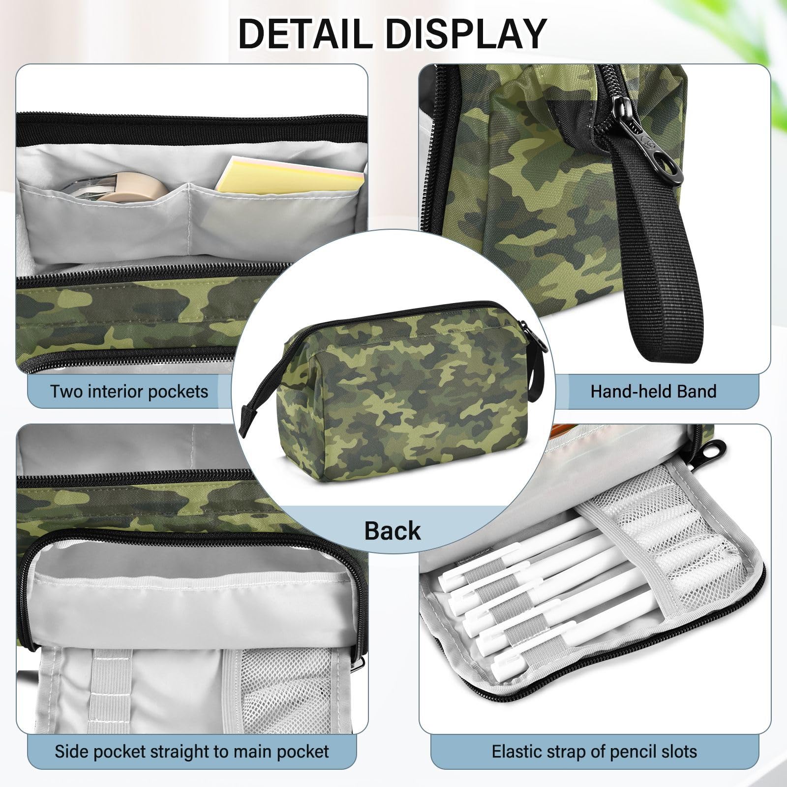 J JOYSAY Camo Deep Green Trendy Pencil Case Large Capacity Pencil Pouch for Girls Boys Markers Storage Journaling Supplies for School Boys