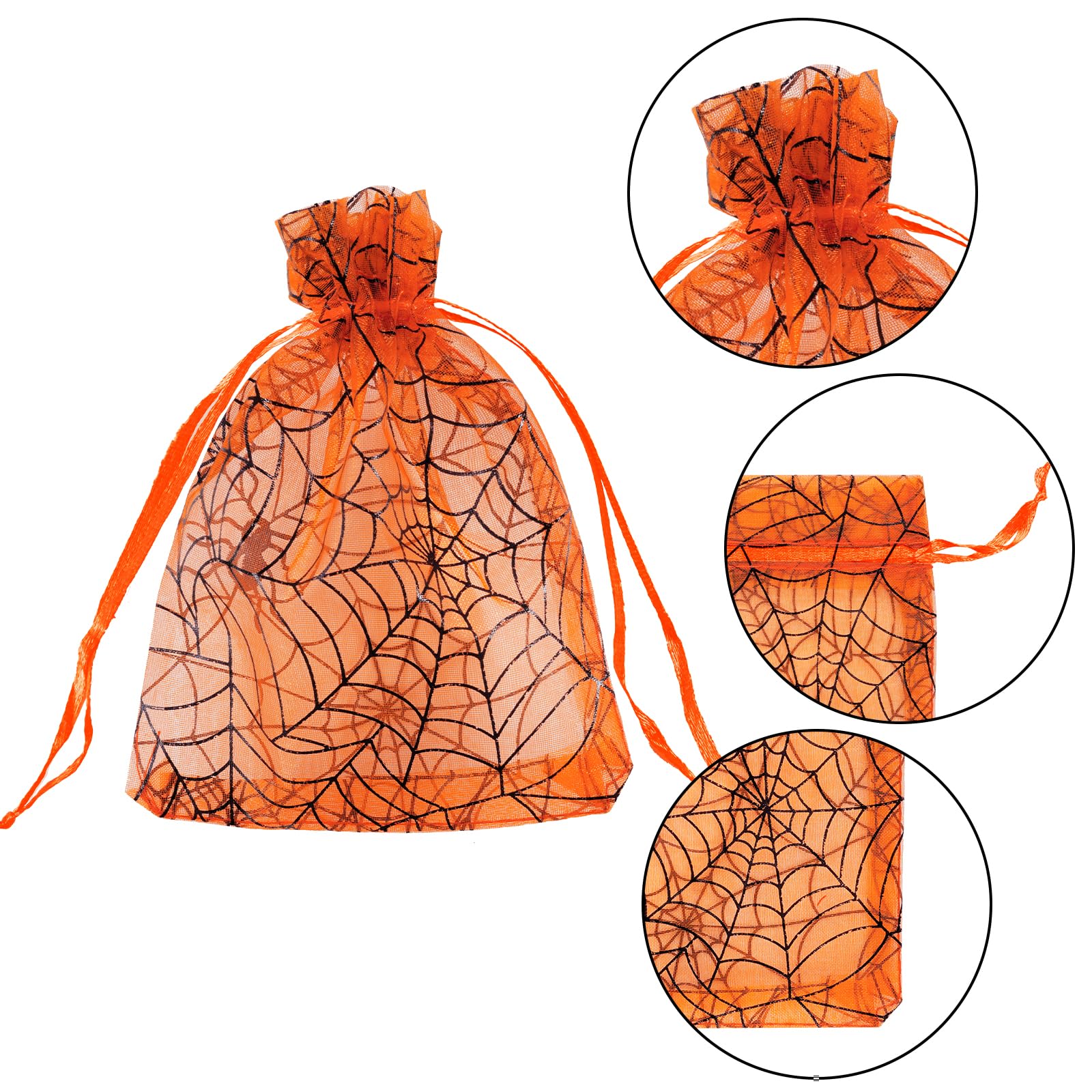 50PCS Halloween Organza Bags Gift Jewelry Candy Bags for Halloween Party 4x4.8Inch (Orange, 4x4.8Inch)