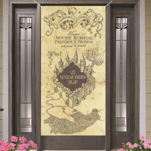 Magical Wizard Halloween Door Cover Hogwarts Porch Sign Banner Halloween Birthday Party Decorations and Supplies for Home