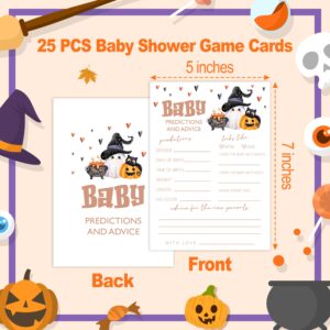 Beshoul Baby Shower Games, Halloween Baby Predictions and Advice Cards, 25 Double-Sided Game Cards for Gender Reveal Party Decorations Supplies Announcement - B02