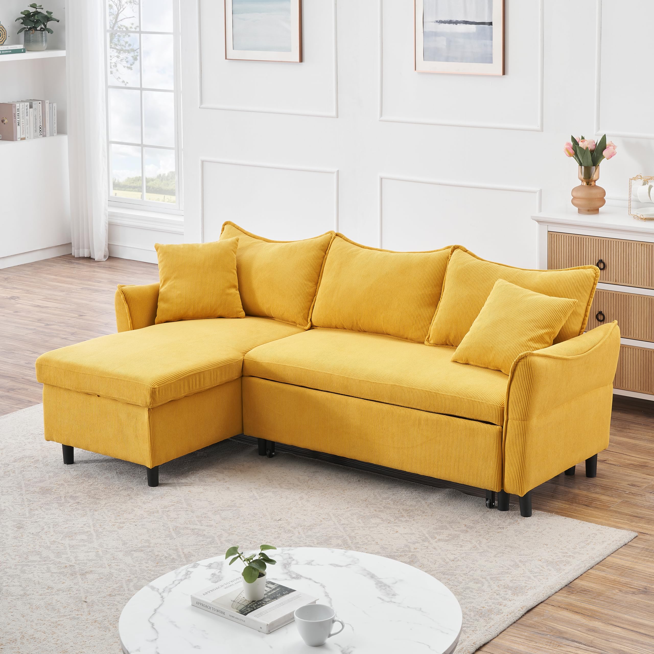 NicBex Rose-SF-00575-DX Sofas, 80" W x 49" D x 33.8" H, Yellow