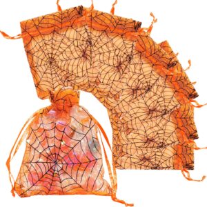 50PCS Halloween Organza Bags Gift Jewelry Candy Bags for Halloween Party 4x4.8Inch (Orange, 4x4.8Inch)