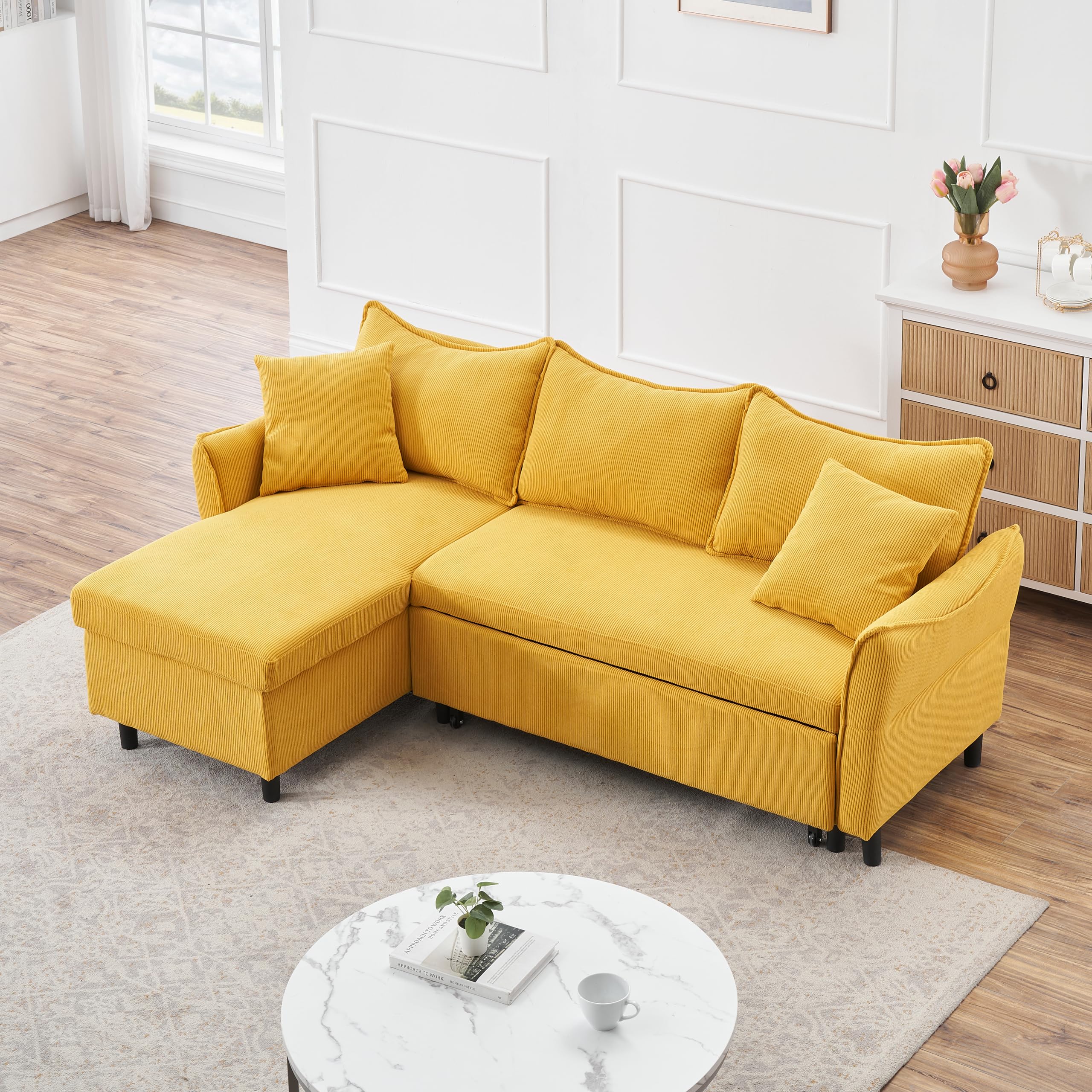 NicBex Rose-SF-00575-DX Sofas, 80" W x 49" D x 33.8" H, Yellow