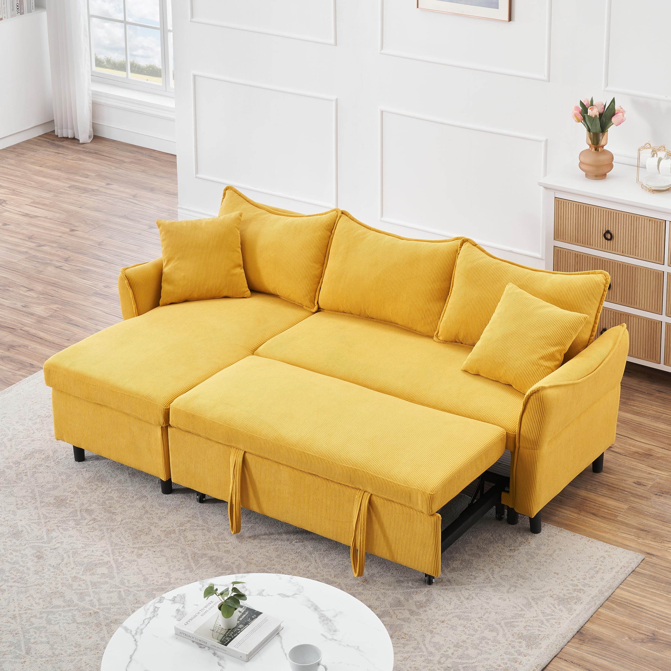 NicBex Rose-SF-00575-DX Sofas, 80" W x 49" D x 33.8" H, Yellow