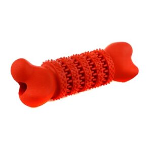 hk hund & katt durable natural rubber bone chew toy for medium to large dogs, 6.7 inches, with grooves, nearly indestructible