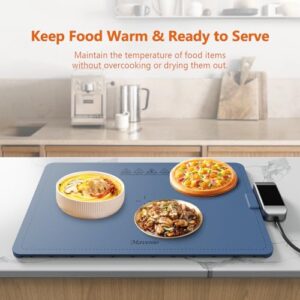 【Upgrade】Electric Warming Tray- Detachable Power Plug For Easier Cleaning- Full Surface Heating- Nano Silicone Material, 3 Temperature Settings- For Buffet, Home Party, Dinner, Compact Food Warmer