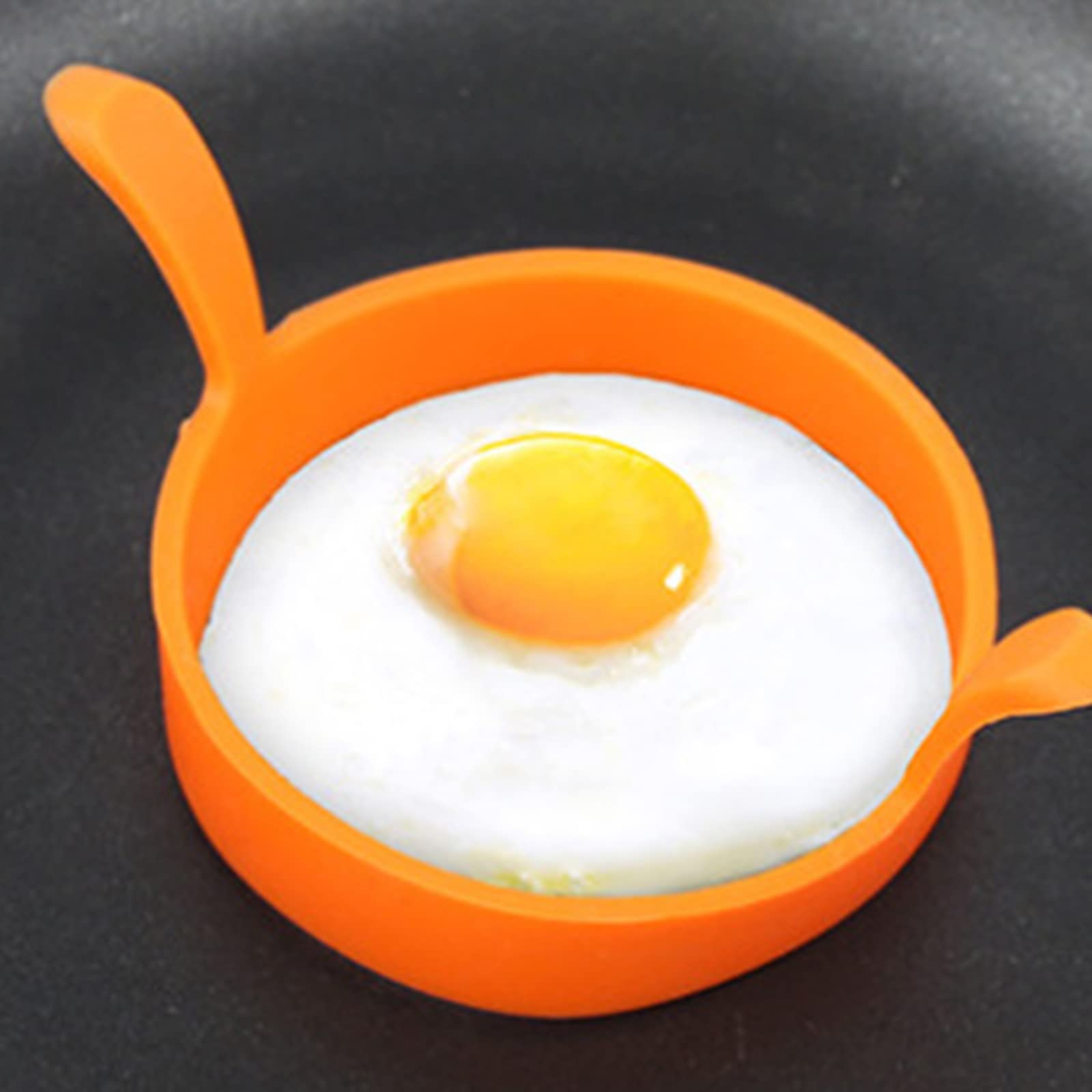 EXCBIOZ Round Frying Rings Nonstick Heat Resistant Enjoy Breakfast Sandwiches For Cooking Lover Cooking Fried Eggs, orange