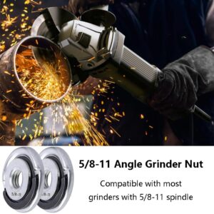 SeonFook 2Pcs Angle Grinder Flange Nuts with 5/8-11 Inch Thread, Quick Change Grinder Flange Locking Nut Metal Angle Grinder Nut for Replacement/Fixing Cutting Discs