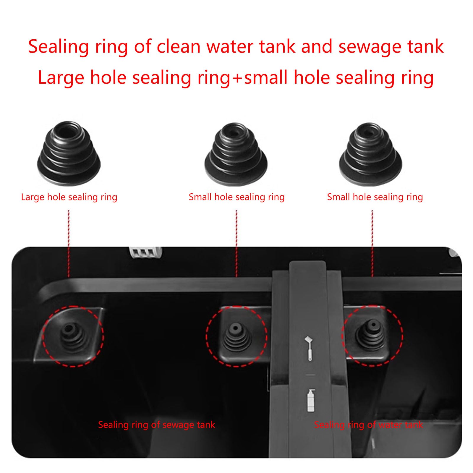 HEYXI Reusable Water Tanks Sealing Rings for Deebot T10/T10 PLUS/X1/X1 PLUS Vacuum Cleaner Sweeper Part Cleaing Attachment Black