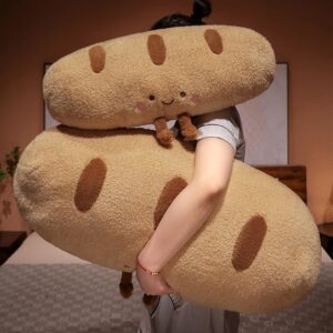 Baguette Bread Plush Throw Pillow,Cute bread Plush Long Body Pillow, Lumbar Baguette Back Cushion, Funny Food Plushies Stuffed Toy Sleeping Hugging Pillow for Girls (Long baguette, 47*3.9in)