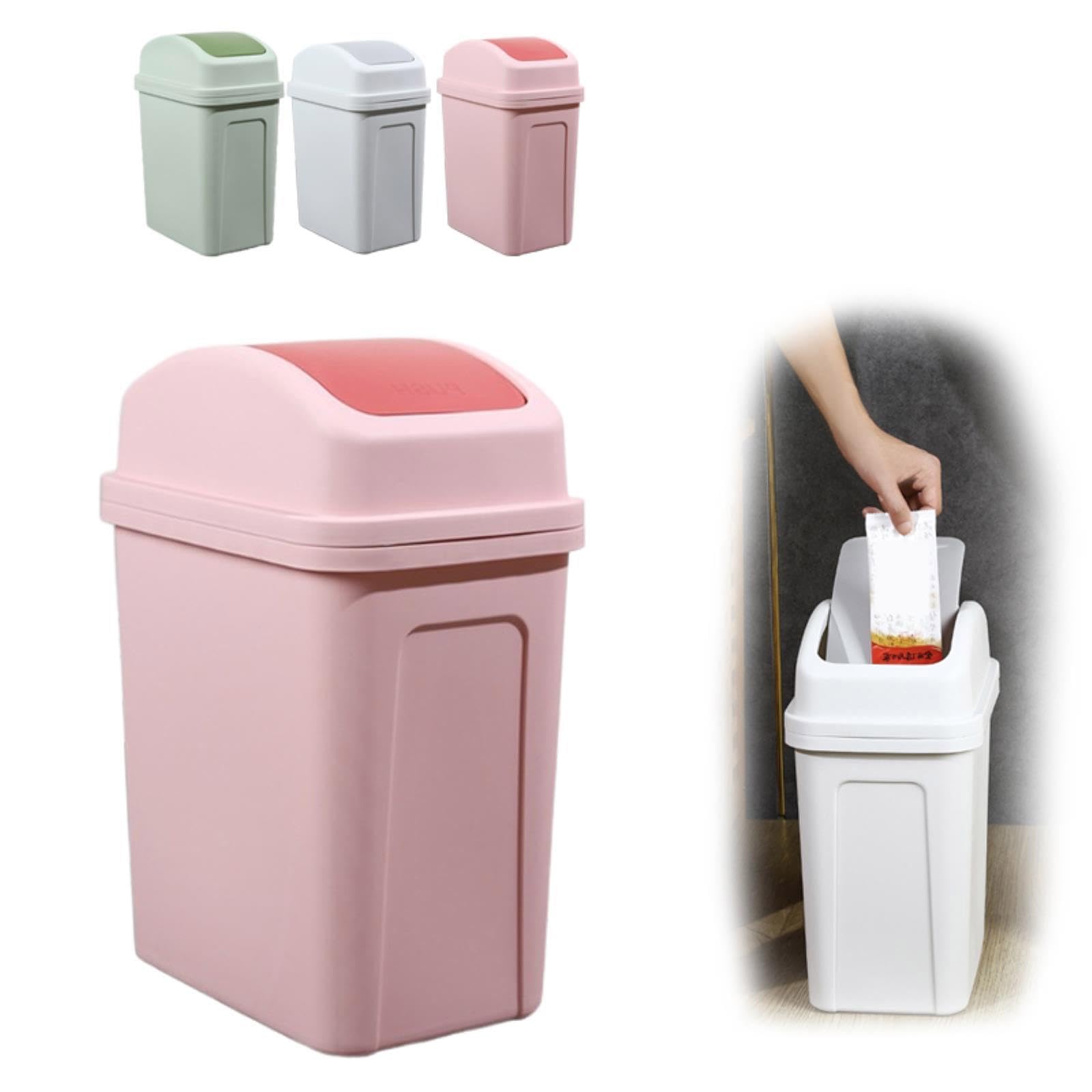 Generic 4 Gallon Kitchen Trash Can, 2024 Upgraded Green Plastic Swing Top Garbage Bin Trash Can 4 Gallon,Trash Can with Lid 13 Gallon