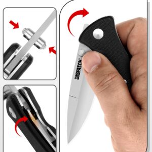 Folding Pocket Knife with Clip, 3 inch 8Cr13MoV Steel Drop Point Blade with G10 Handle, Small EDC Knives for Men Women Outdoor Camping Hunting Hiking Survival Pocketknife