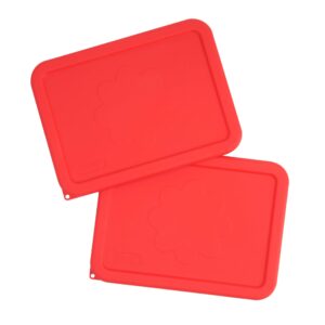 luvcosy 3 cup rectangle silicone storage cover lids replacement for anchor hocking glass bowls (container not included) 2 pack, microwave, dishwasher and freezer safe