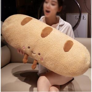 Baguette Bread Plush Throw Pillow,Cute bread Plush Long Body Pillow, Lumbar Baguette Back Cushion, Funny Food Plushies Stuffed Toy Sleeping Hugging Pillow for Girls (Long baguette, 47*3.9in)