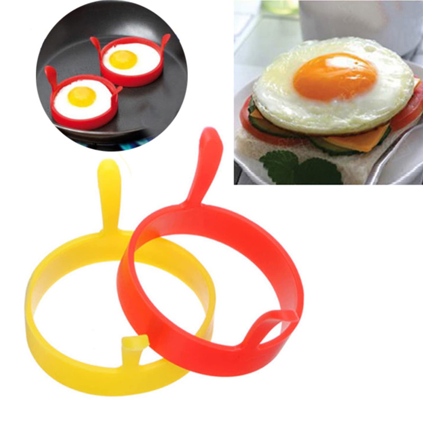 EXCBIOZ Round Frying Rings Nonstick Heat Resistant Enjoy Breakfast Sandwiches For Cooking Lover Cooking Fried Eggs, orange