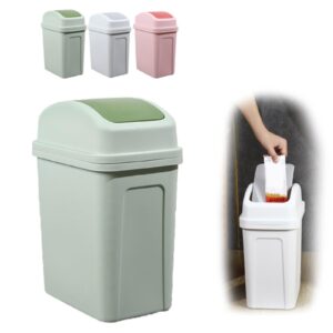 luxeone 13 gallon trash can, plastic swing top kitchen garbage trash can, trash can for kitchen, top garbage bin for counter top, coffee area, bathroom, office & home, kitchen, 3 colors (green)