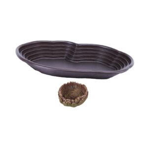 Leefasy Turtle Water Bowl Reptile Food Dish,Amphibians Habitat Accessories,Reptile Bathing Pool Reptile Feeding Water Bowl for Turtle, No drainage