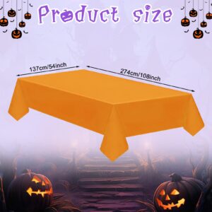 Rainmae 12pcs Halloween Disposable Plastic Tablecloth for Rectangular Tables, 54 x 108 Inch Waterproof Table Covers for Halloween Indoor Outdoor Events and Parties(Black Purple Orange Green)