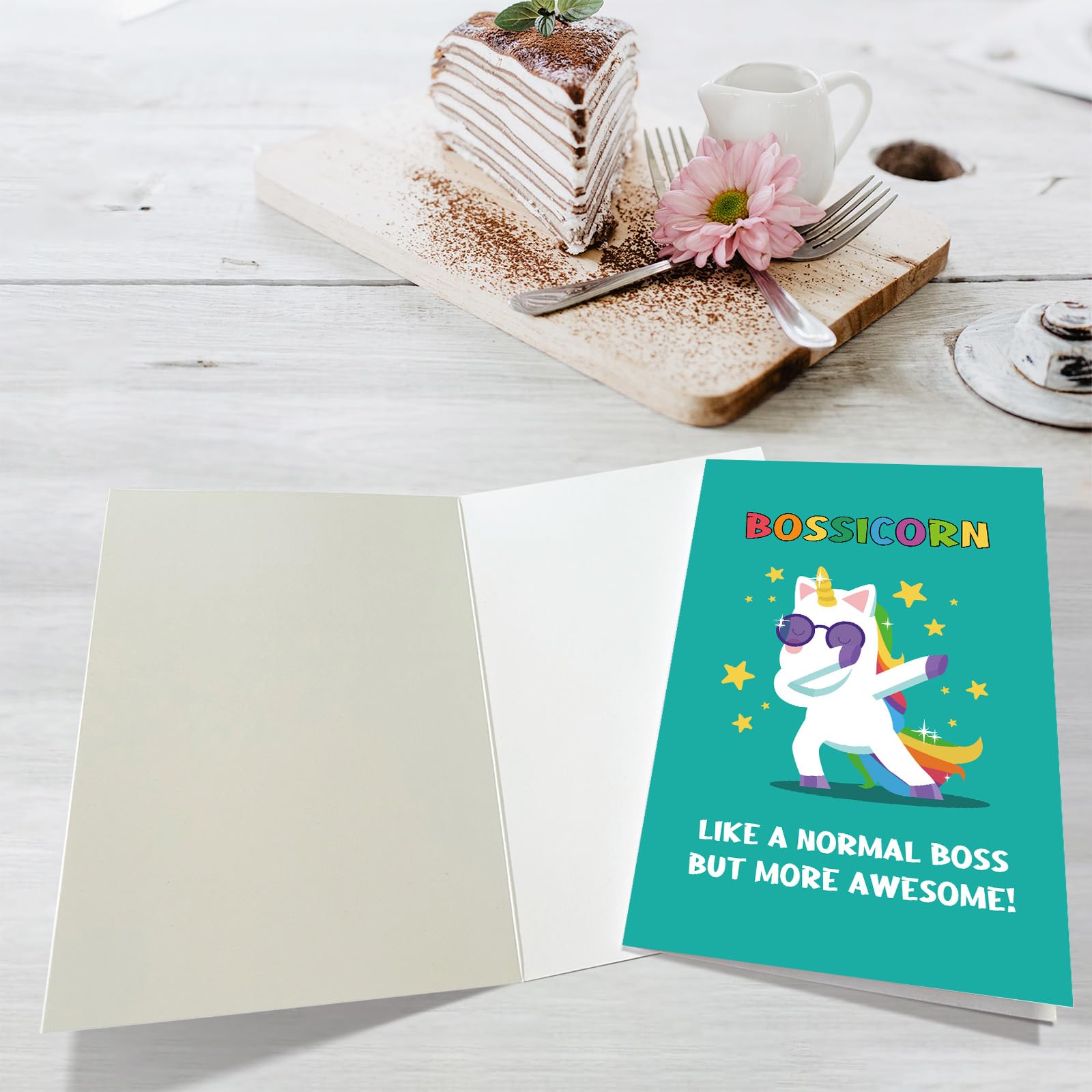 Obbyidk Funny Bossicorn Boss's Day Card, Cute Unicorn Boss Birthday Card, Boss Thank You Card, Like A Normal Boss but More Awesome