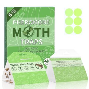 ultrapestcide pantry moth traps with pheromones, 6 pack - sticky glue moth traps for house kitchen, indoor pantry moth killer, premium attractant moth pheromone traps