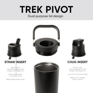 Simple Modern Trek Pivot | 40oz Flip Straw Tumbler with Handle | Water Bottle & Boot | Interchangeable Straw & Chug Lids | Insulated Stainless Steel Jug | Gym Sports Outdoors | Midnight Black