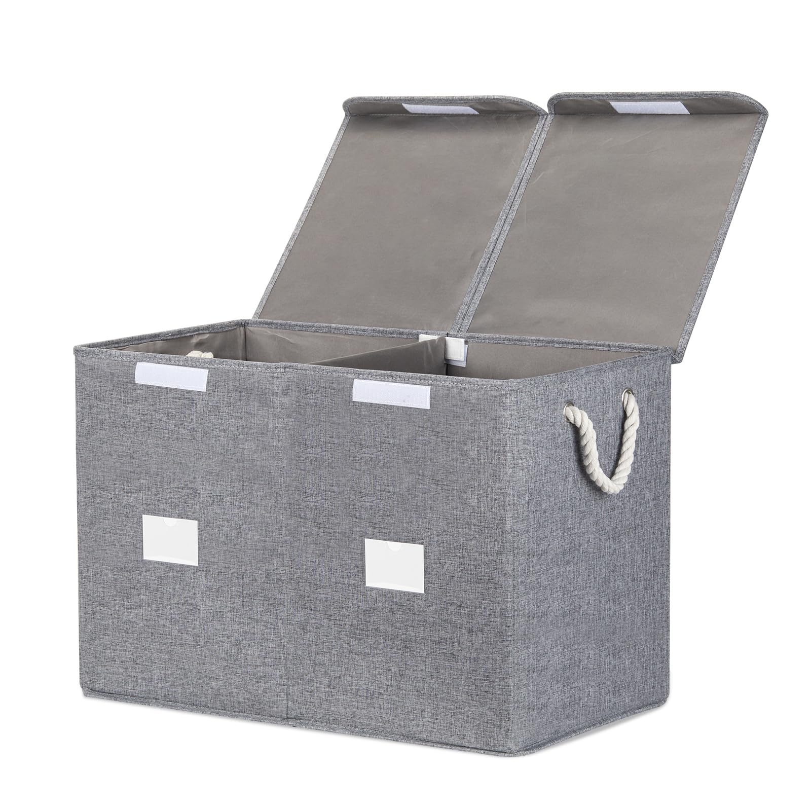 Temary Large Fabric Storage Bin with Lids, Collapsible Storage Organizer with Handles, Storage Basket Fabric Box for Shelf, Home, Closet, Bedroom, 24 ½"x13 x16 (Grey)