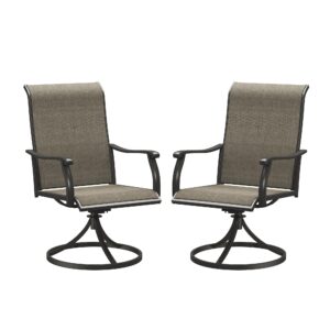 vicllax swivel patio chairs set of 2, high back textilene patio dining chairs for lawn garden, black metal frame