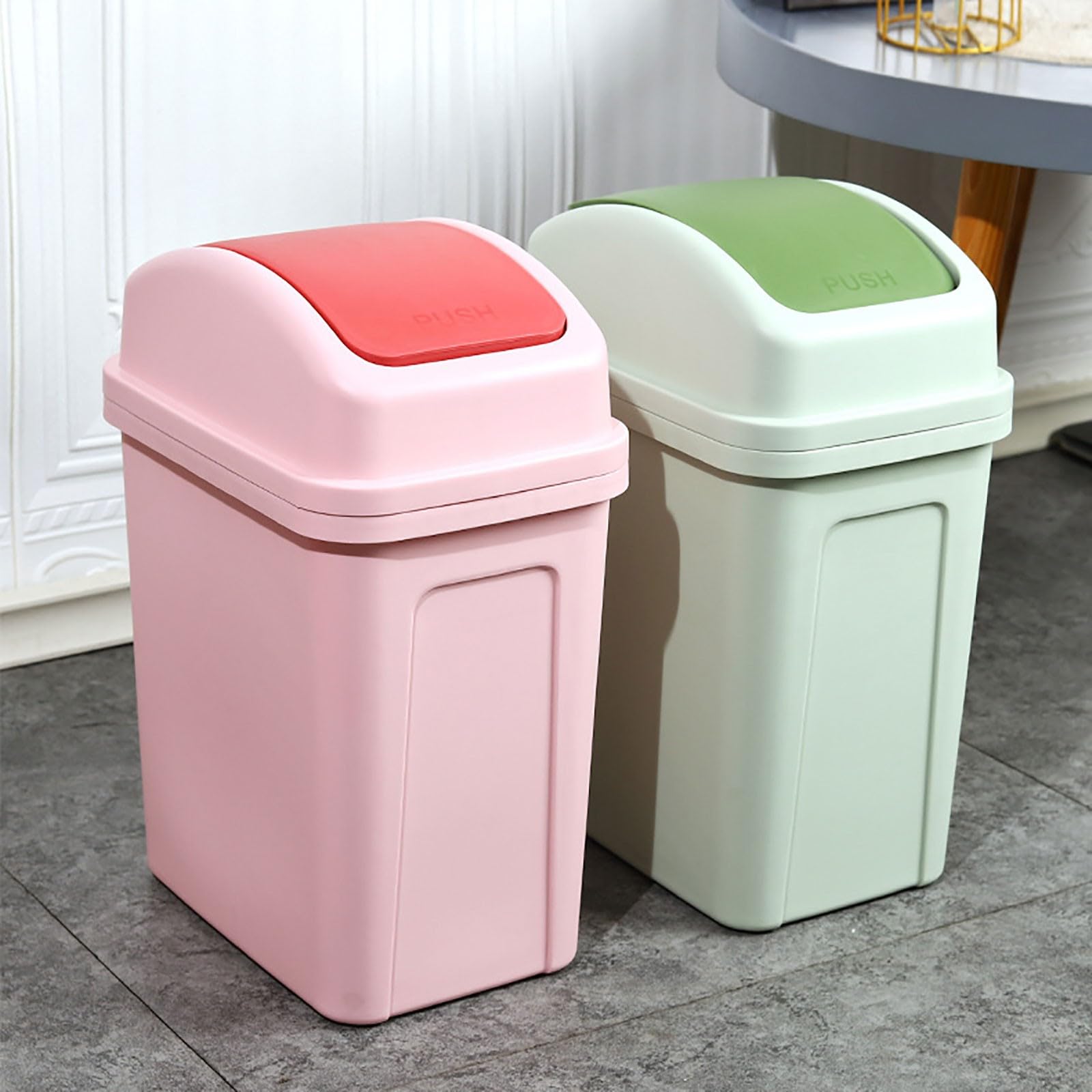 Generic 4 Gallon Kitchen Trash Can, 2024 Upgraded Green Plastic Swing Top Garbage Bin Trash Can 4 Gallon,Trash Can with Lid 13 Gallon