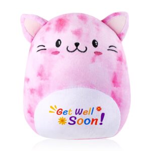 zjoey get well soon gift cat plush cow stuffed animal hug pillow sympathy gift get well toy gifts for kids boys girls women(cat)