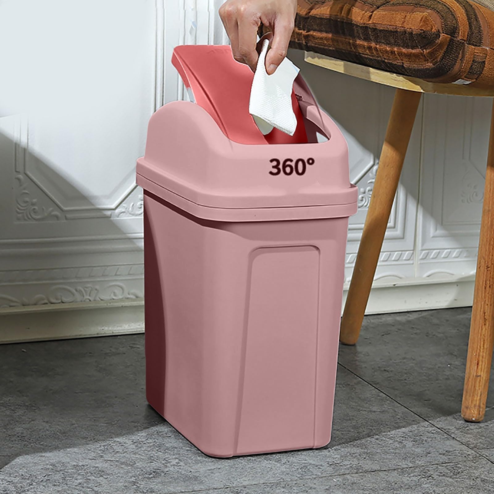 Generic 4 Gallon Kitchen Trash Can, 2024 Upgraded Green Plastic Swing Top Garbage Bin Trash Can 4 Gallon,Trash Can with Lid 13 Gallon