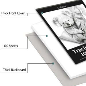 Crehatos 8.5" x 11" Tracing Paper, Translucent Tracing Pad, 100 Sheets 38lb/60gsm Vellum Art Paper