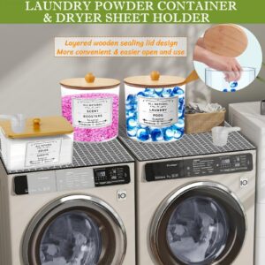 3 Pack Laundry Powder Container & Dryer Sheet Holder, Large Capacity Acrylic Laundry Room Organization Storage Containers with Lids, Labels & Scoops for Powder, Scent Booster, Pods, Beads, Bath Bombs