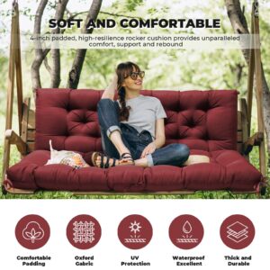 DANGHOOGY Porch Swing Cushions Waterproof Outdoor Swing Cushion 2-3 Seater Thickened 5 Inches Patio Swing Replacement Cushion for Outdoor Furniture 60×40" with Backresk (Red)