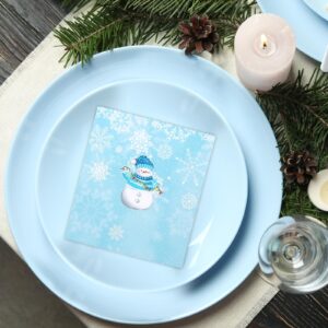 Whaline 90Pcs Christmas Place Cards 2 x 3.5 Inch Blue Purple Snowman Snowflake Tent Name Cards Blank Seat Assignment Labels for Winter Xmas Party Table Setting Supplies