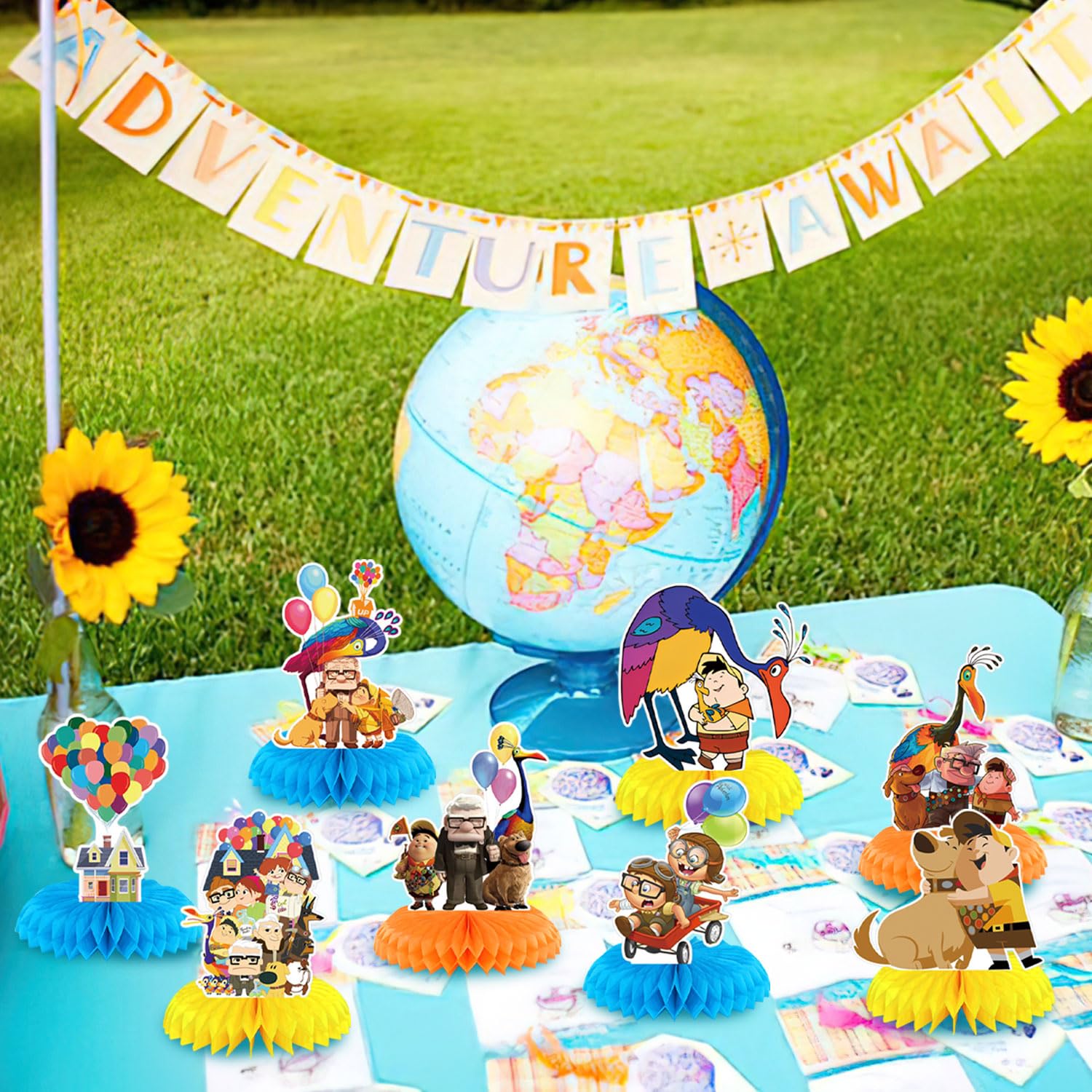 Generic 8PCS 𝑈𝑝 𝐼𝑛𝑠𝑝𝑖𝑟𝑒𝑑 Birthday Party Decorations Honeycomb Centerpiece, Cartoon Game Theme 3D Double Sided Party Table Decorations for Birthday Baby Shower Decorations ﻿