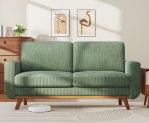 vesgantti 68" loveseat sofa green, comfy corduroy couch with spring cushion, sofa couch with solid wood, modern couch with deep seat, sofa for bedroom, loveseat for living room, green office couch