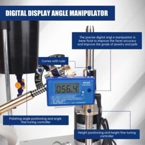 CNCTOPBAOS Precision Gemstone Grinding Polishing Angle Machine,120W 2800rpm Faceted Gem Faceting Jewelry Polisher Cutting Flat Grinder,24V DC Infinitely Variable Speed Lapidary Machine Digital Display