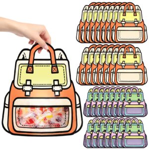 cecnamt 30 pcs plastic cute goodie bags for kids bulk reusable top handle gift bag birthday goodie bag back to school goodie bags cute backpack goodie bag with handle candy bag for kids party