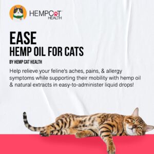 Hemp Dog Health Ease Hemp Oil for Cats: Joint and Muscle Pain Relief for Cats | Cat Arthritis Pain Relief | Cat Allergy Relief | Effective Anti Itch for Cats | Easy-to-Give Hemp Drops for Cats