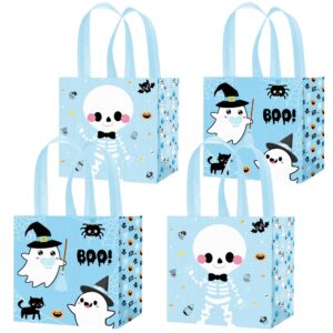 umoni halloween non-woven treat bags halloween little boo baby shower treat bags 12 pack blue ghost trick or treat candy bags for hallowen favor little boo baby shower birthday party supplies