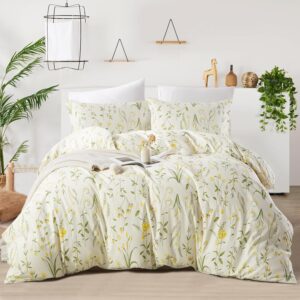 jolusere botanical floral duvet cover twin size 100% organic cotton duvet cover set for kids girls cream white duvet cover with 1 pillowcase(twin,no comforter)