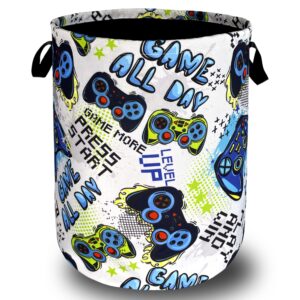 funny cool game machine laundry basket games foldable colorful laundry hamper oxford cloth tote bag clothes storage bucket toy organizer 18.9" x 16.5" for bathroom/laundry storage/bedroom