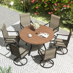 VICLLAX Swivel Patio Chairs Set of 2, High Back Textilene Patio Dining Chairs for Lawn Garden, Black Metal Frame