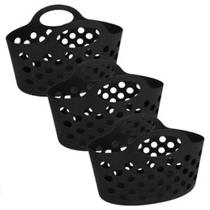 Greenbrier Basket with Handles 3 count Plastic Oval Carry Totes - Black, 842364