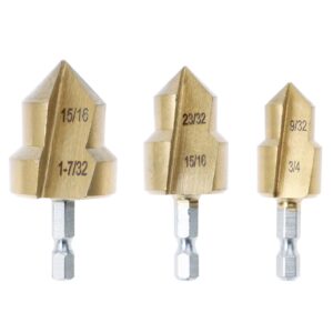 3pack ppr lifting stepped drill bit reamer drill for water pipe tube repair drill connection tool for 1/2" 3/4" 1inch pipes 1/4 hex shank quick change