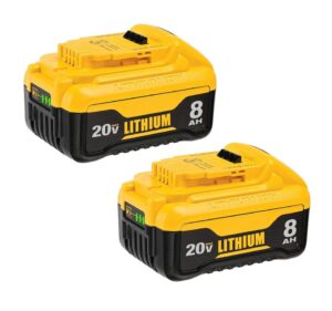 mtatapia 2-pack replace for dewalt 20v max* xr battery 8.0-ah, replace for dewalt 20v batteries dcb205-2 dcb206 dcb204 dcb203 dcb208, compatible with dewalt 20v cordless power tools (2-pack)