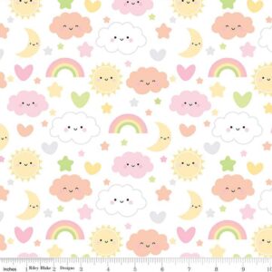 flannel baby girl sweet dreams white fabric by riley blake sold by the yard