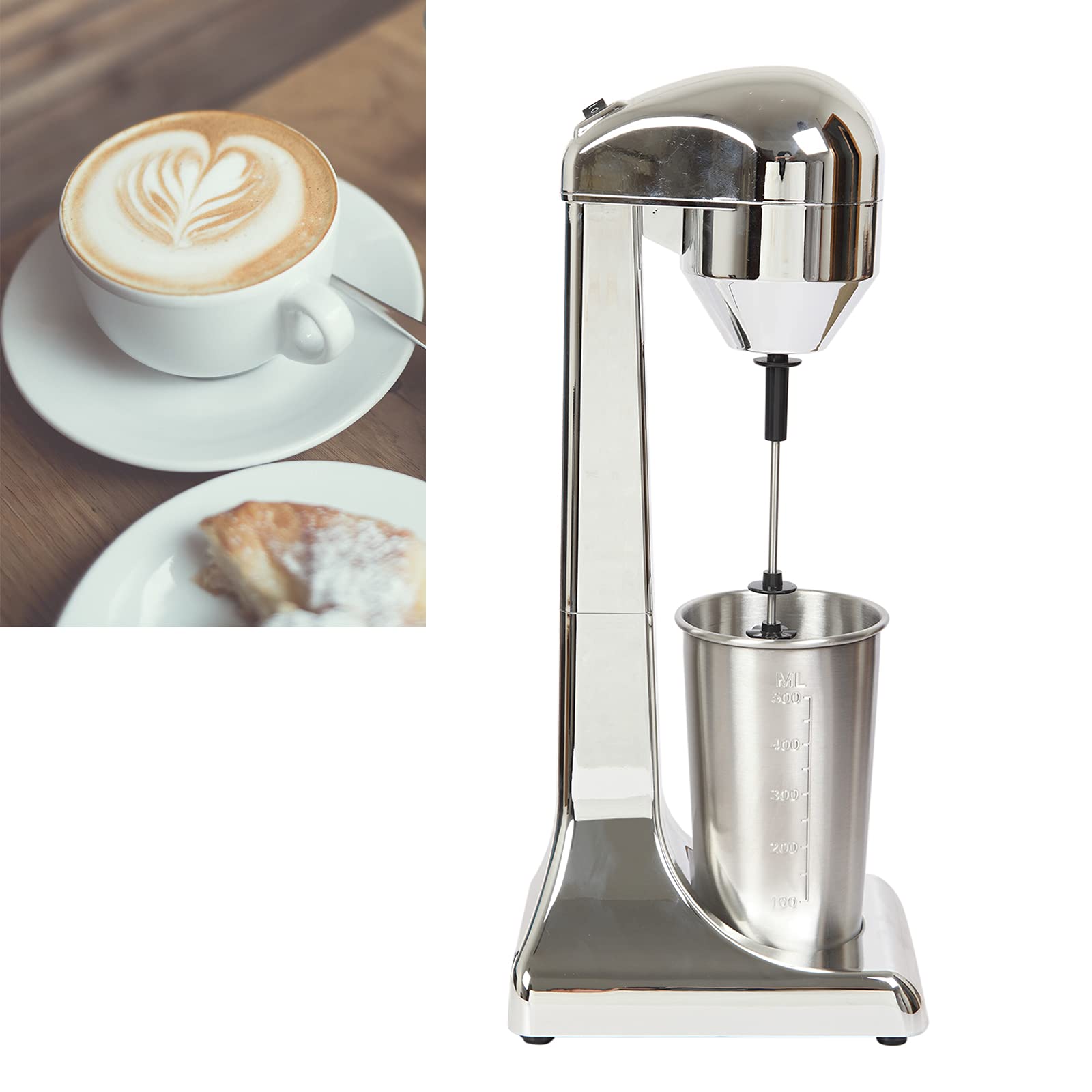 Milkshake Maker Electric Drink Mixer Stainless Steel Juice Mixer Speed Adjustable with Mixing Cup for Milk Tea Stores Restaurants